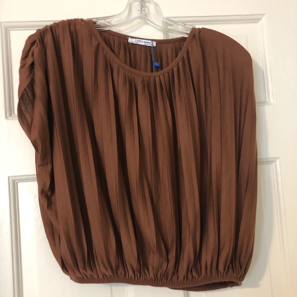 Zara | Tops | Zara Caramel Pleated Sweater Top | Poshmark